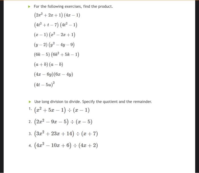 Solved For the following exercises, find the product. | Chegg.com