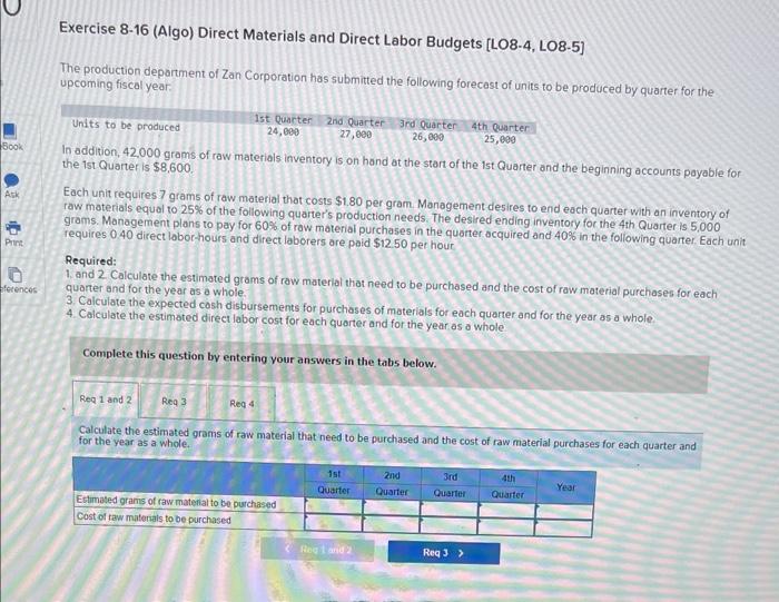 Solved Exercise 8-16 (Algo) Direct Materials and Direct | Chegg.com
