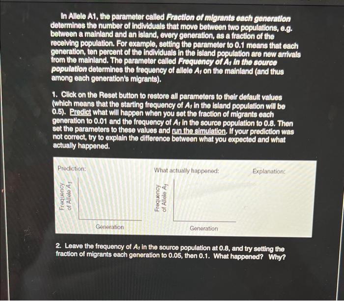 In Allele A1, the parameter called Fraction of | Chegg.com