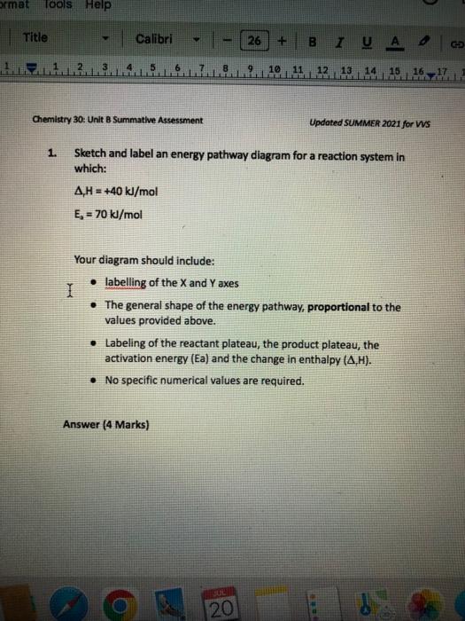 Solved Chemistry 30: Unit B Summatlve Assessment Updoted | Chegg.com
