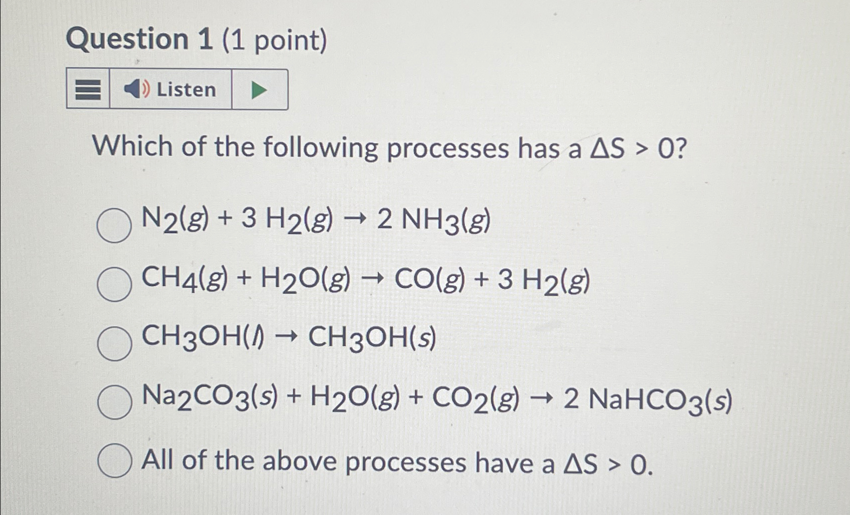 Solved Question 1 (1 ﻿point)Which of the following processes | Chegg.com