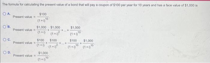 Solved The formula for calculating the present value of a | Chegg.com