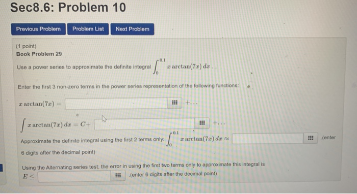 Solved Sec8.6: Problem 10 Previous Problem Problem List Next | Chegg.com