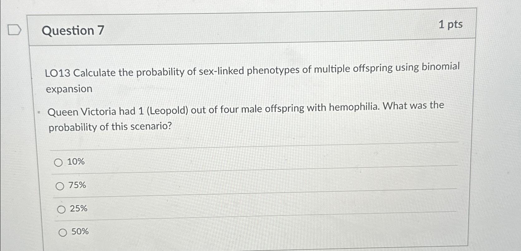 Solved Question 71 ﻿ptsLO13 ﻿Calculate the probability of | Chegg.com