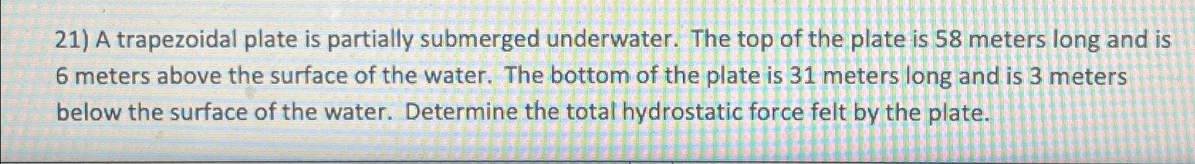 Solved A trapezoidal plate is partially submerged | Chegg.com