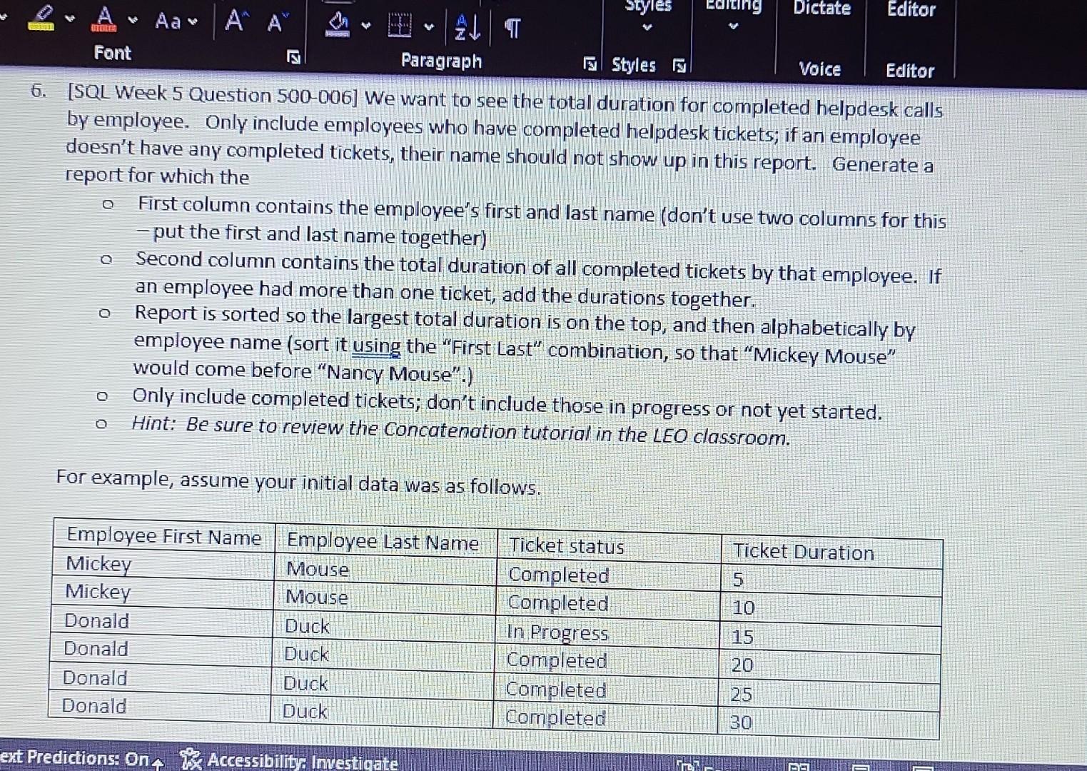 Solved 6. [SQL Week 5 Question 500-006] We want to see the | Chegg.com