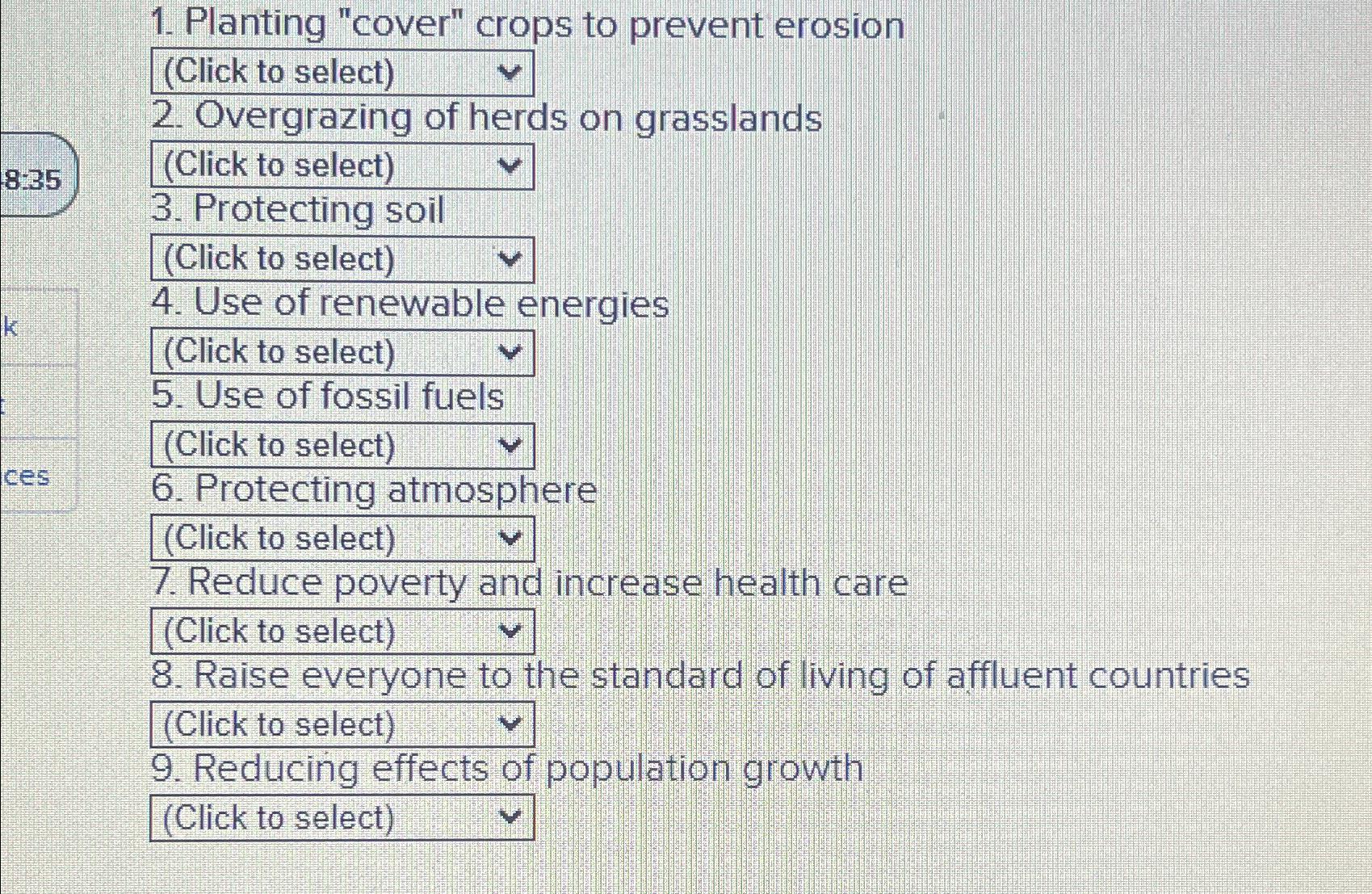 Solved Planting "cover" crops to prevent erosion(Click to | Chegg.com