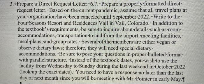 Solved 3.-Prepare a Direct Request Letter: -6.7. | Chegg.com