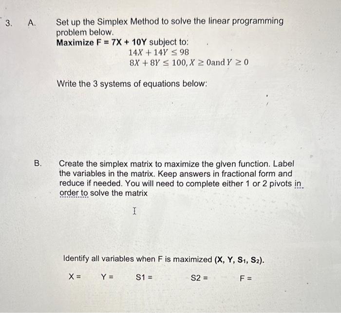 Solved Set up the Simplex Method to solve the linear | Chegg.com
