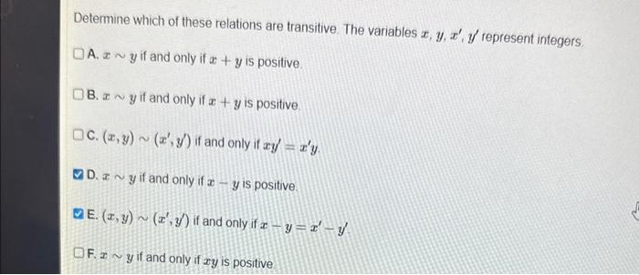 Solved Determine which of these relations are transitive. | Chegg.com