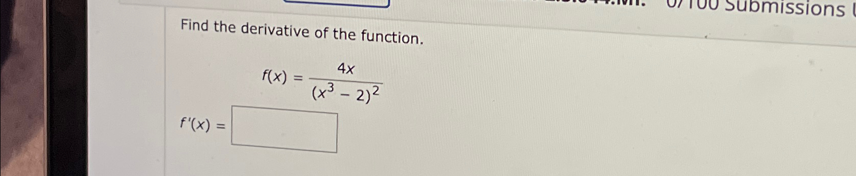 Solved Find the derivative of the | Chegg.com