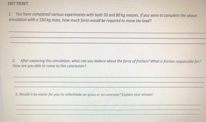 Solved EXIT TICKET 1. You have completed various experiments | Chegg.com