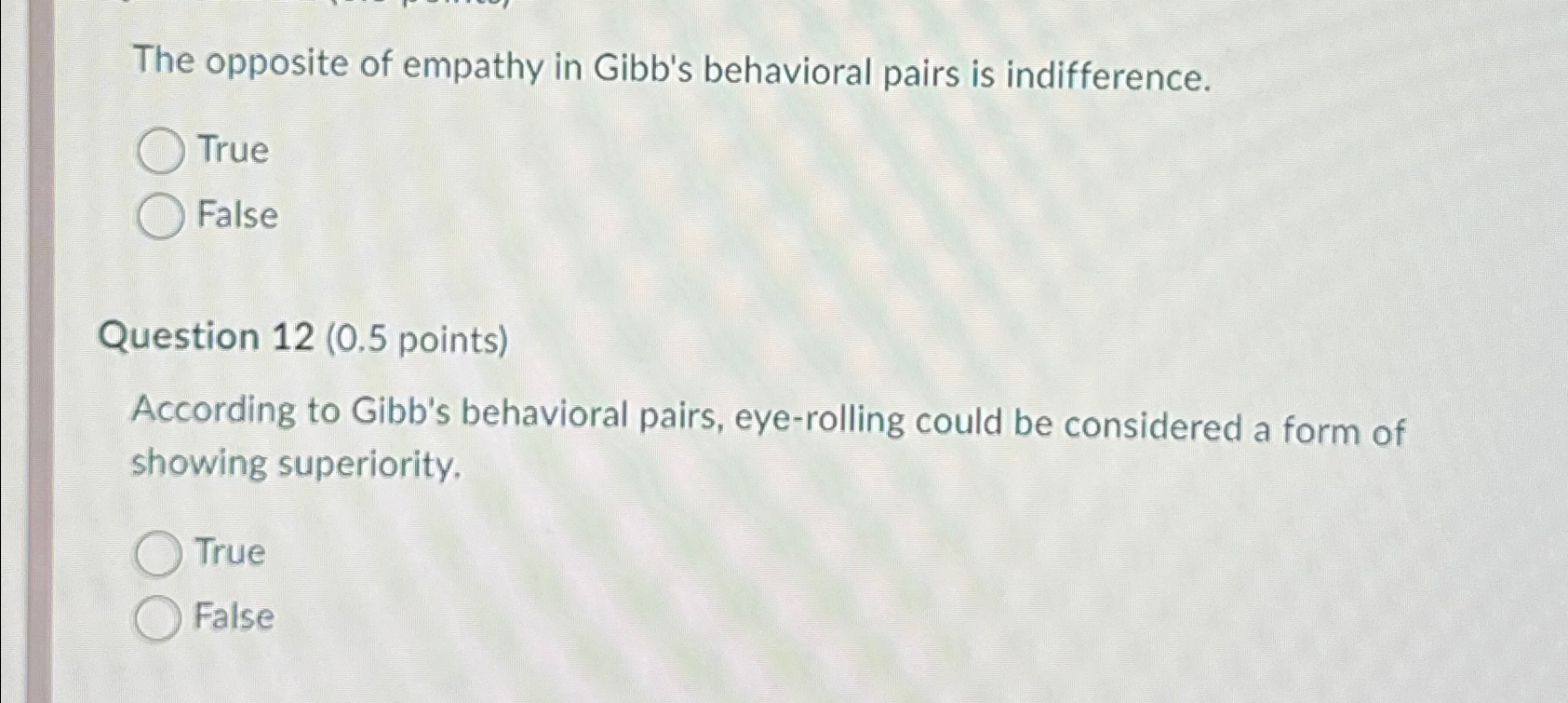 Solved The opposite of empathy in Gibb's behavioral pairs is | Chegg.com