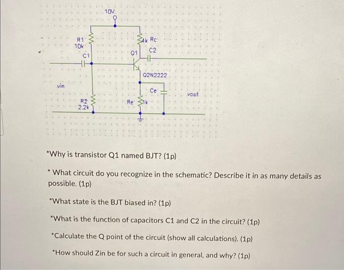 vin R1 10k AK RC C2 Q2N2222 Ce Re Aut *Why is | Chegg.com