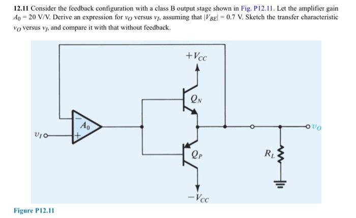 Solved 12.11 Consider the feedback configuration with a | Chegg.com