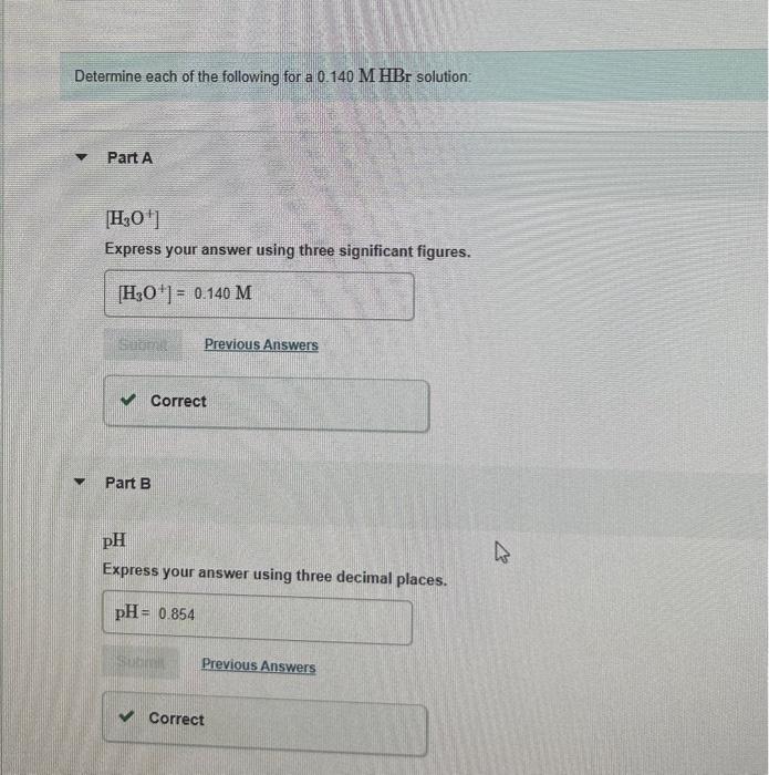 Solved Determine each of the following for a 0.140MHBr | Chegg.com