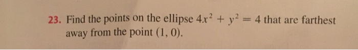 Solved 23. Find the points on the ellipse 4x2 + y2 = 4 that | Chegg.com