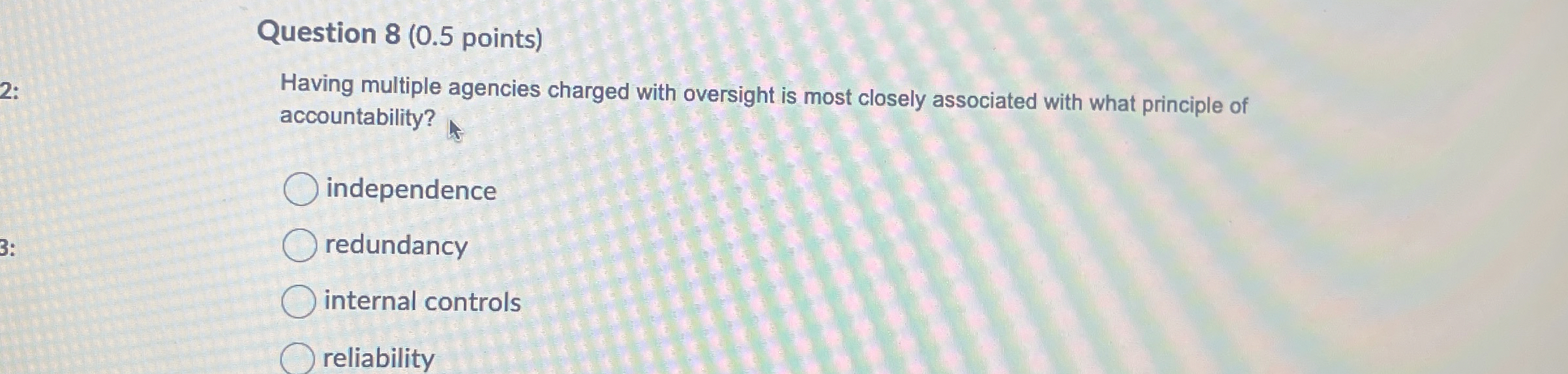 Solved Question 8 ( 0.5 ﻿points)Having multiple agencies | Chegg.com
