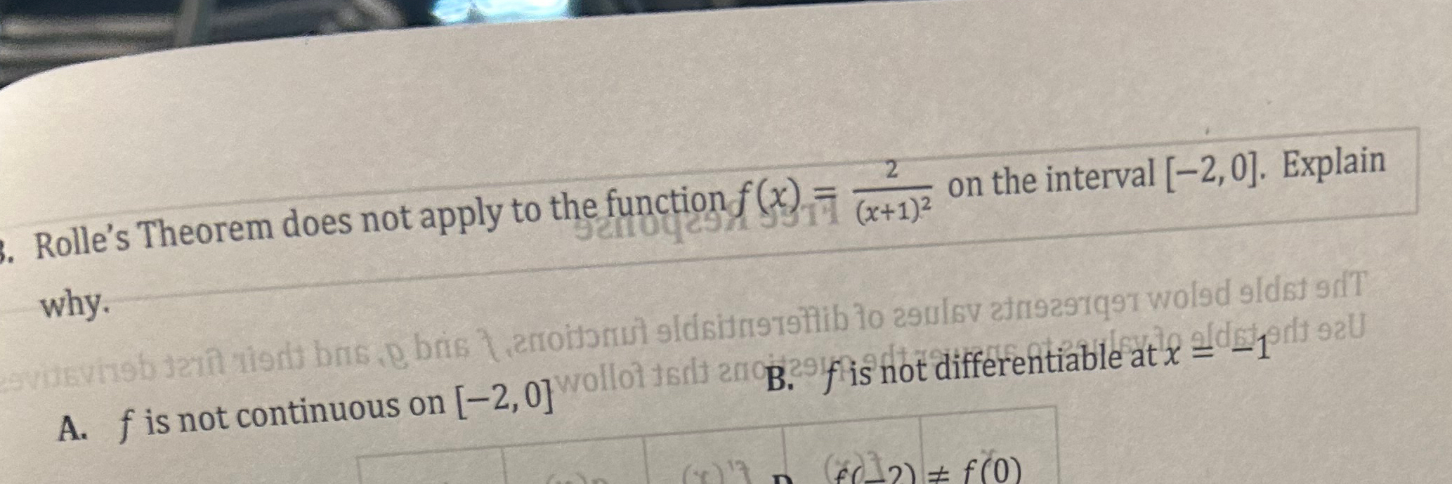 Solved Rolle's Theorem does not apply to the function | Chegg.com