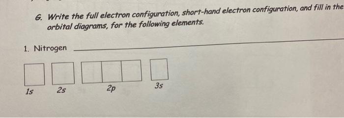 Solved G Write The Full Electron Configuration Short Hand