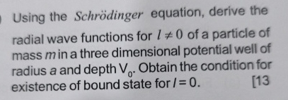 Solved Using the Schrödinger equation, derive the radial | Chegg.com
