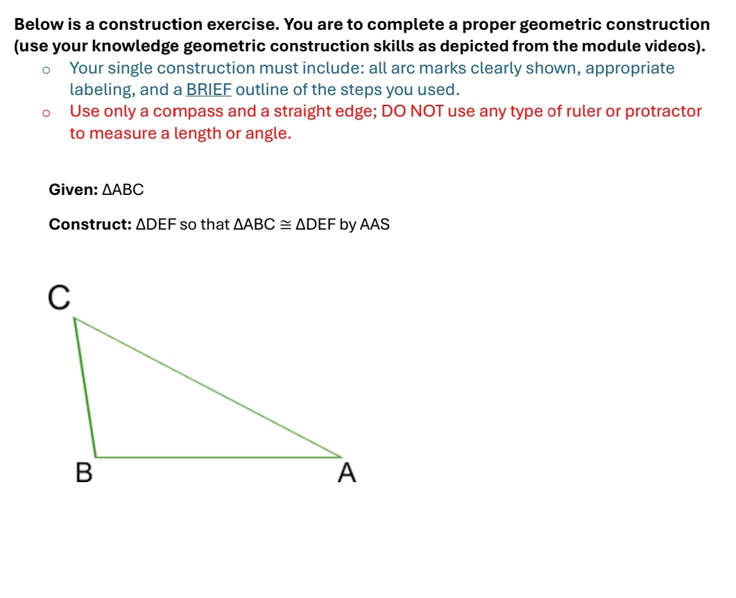 Solved Below is a construction exercise. You are to complete | Chegg.com