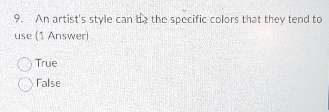 Solved An artist's style can bhe the specific colors that | Chegg.com