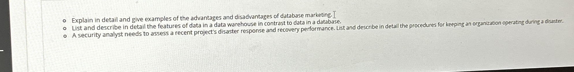 Solved Explain in detail and give examples of the advantages | Chegg.com