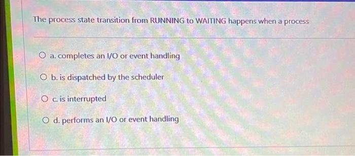 Solved The process state transition from READY to RUNNING | Chegg.com