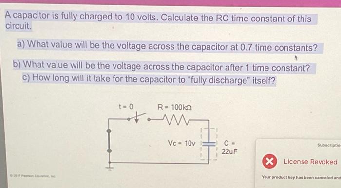 Solved A capacitor is fully charged to 10 volts. Calculate | Chegg.com