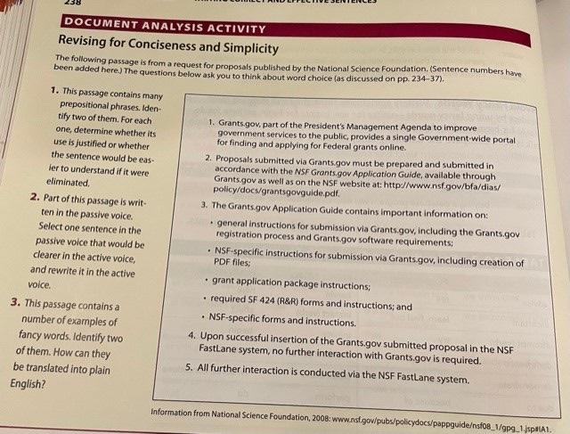 Solved DOCUMENT ANALYSIS ACTIVITY Revising for Conciseness | Chegg.com