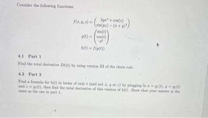 Solved Consider the following functions: | Chegg.com