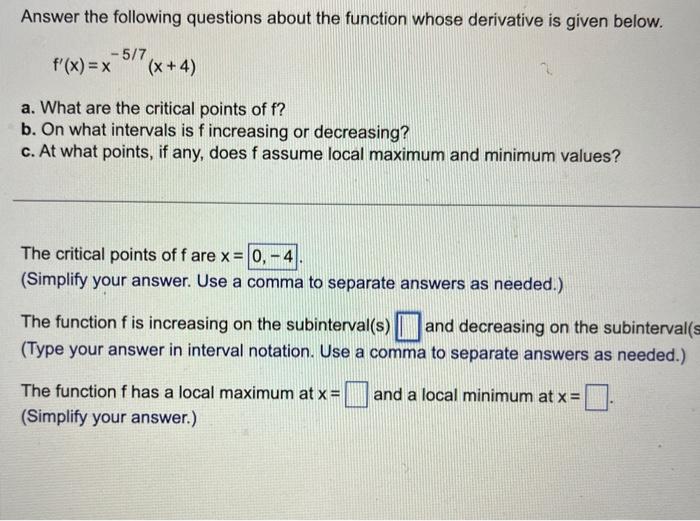 Solved Answer the following questions about the function | Chegg.com