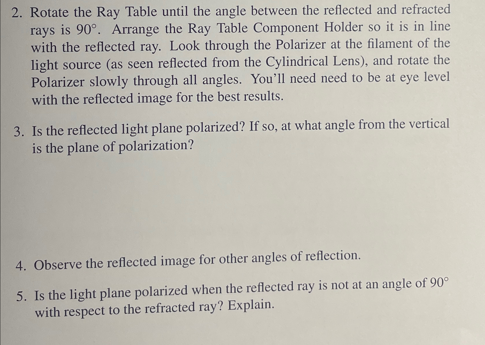 Solved Rotate the Ray Table until the angle between the | Chegg.com