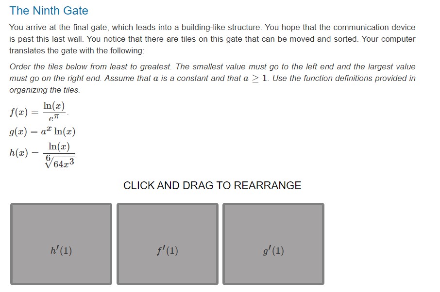 Solved The Ninth GateYou arrive at the final gate, which | Chegg.com