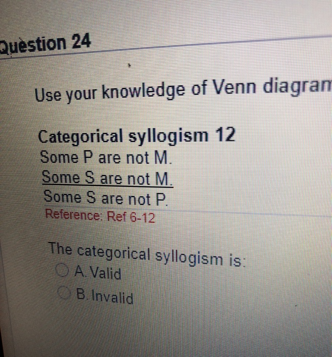 Solved is the categorical syllogism Some P are not M Some S | Chegg.com