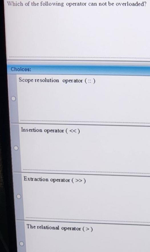 Solved Which of the following operator can not be | Chegg.com
