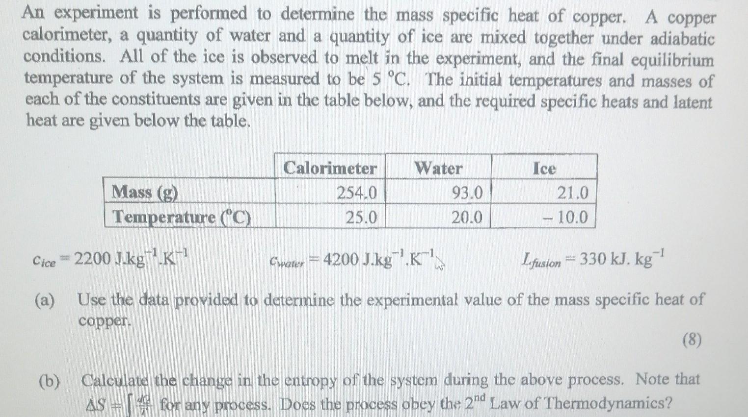 Solved An experiment is performed to determine the mass | Chegg.com
