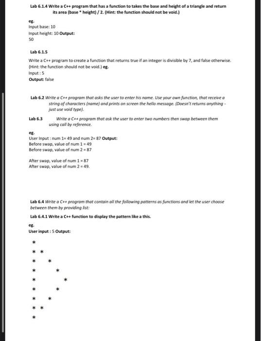 Solved Lab 6.1.4 Write a C++ program that has a function to | Chegg.com