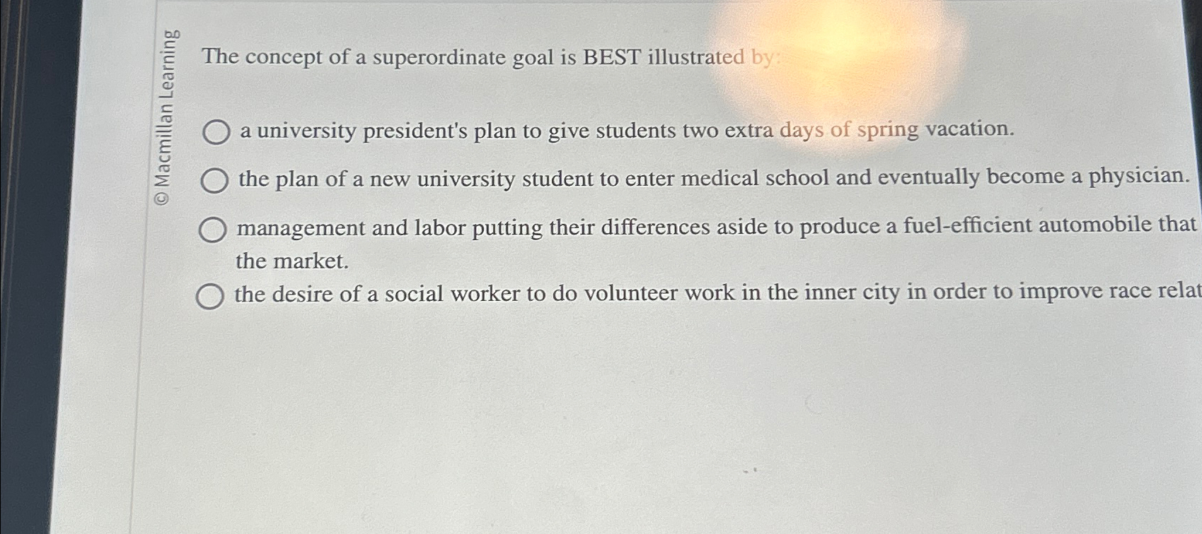 Solved The concept of a superordinate goal is BEST | Chegg.com