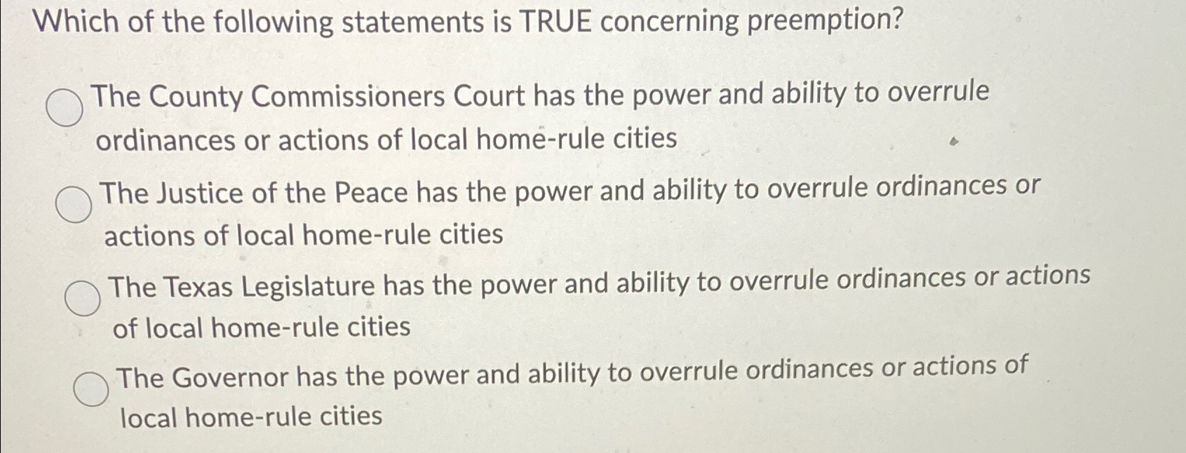 Solved Which of the following statements is TRUE concerning | Chegg.com