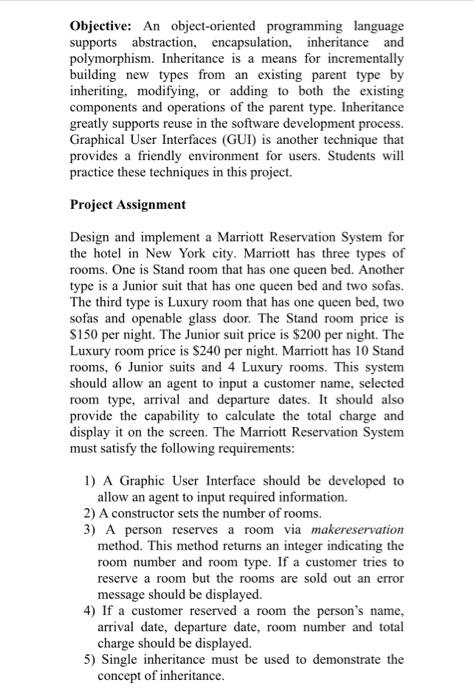 Solved Objective: An object-oriented programming language | Chegg.com