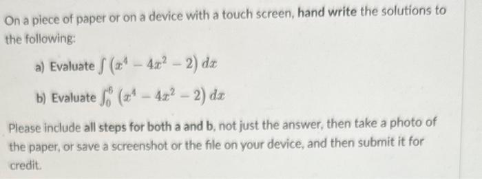 Solved On a piece of paper or on a device with a touch | Chegg.com