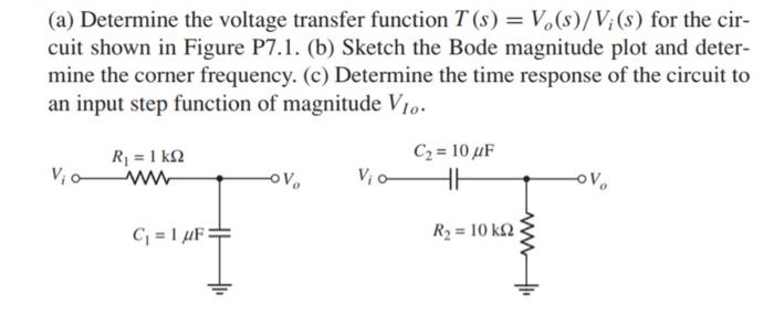 Solved (a) Determine the voltage transfer function T (s) = | Chegg.com
