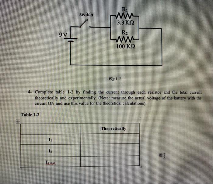 Solved switch RI w 3.3 K2 9V R2 w 100 KA2 Fig. 2-5 4. | Chegg.com