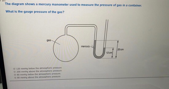 Solved The diagram shows a mercury manometer used to measure | Chegg.com