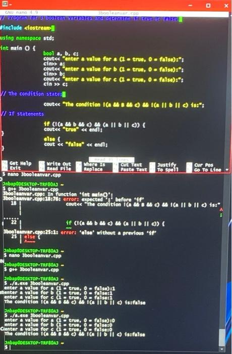 Solved GNU nano 550 Ranvar W program for boolean varianterne | Chegg.com