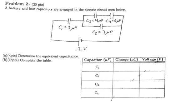 Solved Problem 2 - (20 pts) A battery and four capacitors | Chegg.com Solved Problem 2 - (20 pts) A battery and four capacitors | Chegg.com