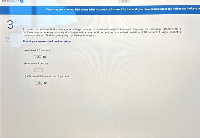 Solved Hw Chapter 7 1 55 Points 3 A Consensus Forecast Is