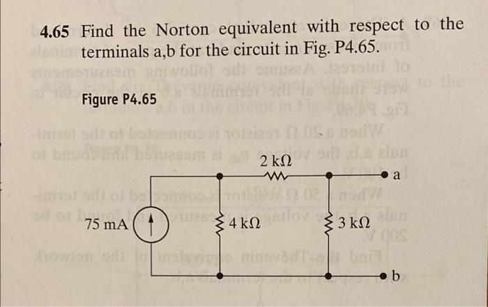 Solved 4.65 Find the Norton equivalent with respect to the | Chegg.com